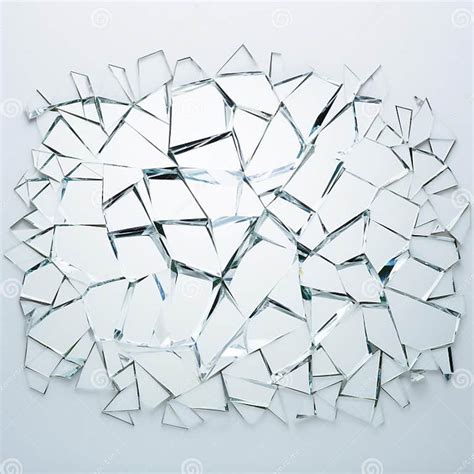 Shattered Reflection A Captivating Close Up Of Floating Glass Shards Stock Illustration
