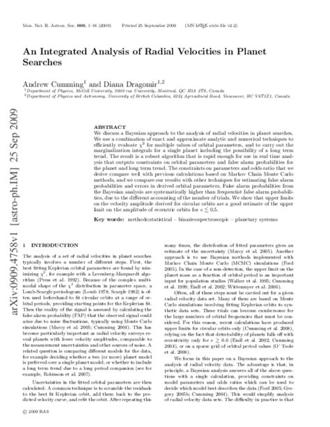 Pdf Bayesian Analysis Of Radial Velocities In Exoplanets