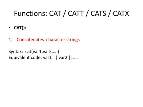 Sas Functions Cat Catt Cats Catx Ppt