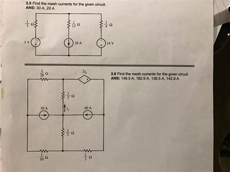 Solved Find The Mesh Currents For The Given Circuit ANS Chegg
