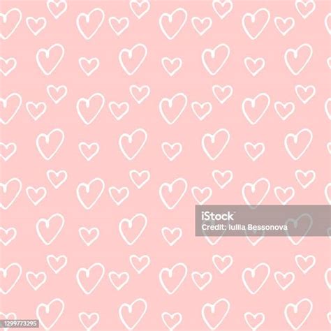 작은 분홍색 하트의 매끄러운 추상적 인 패턴 손으로 그린 낙서 배경 직물 포장지 발렌타인 데이를위한 질감 가리키기에 대한 스톡 벡터 아트 및 기타 이미지 Istock