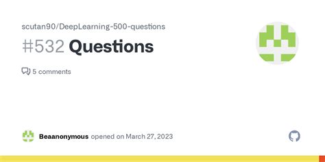 Questions · Issue 532 · Scutan90deeplearning 500 Questions · Github