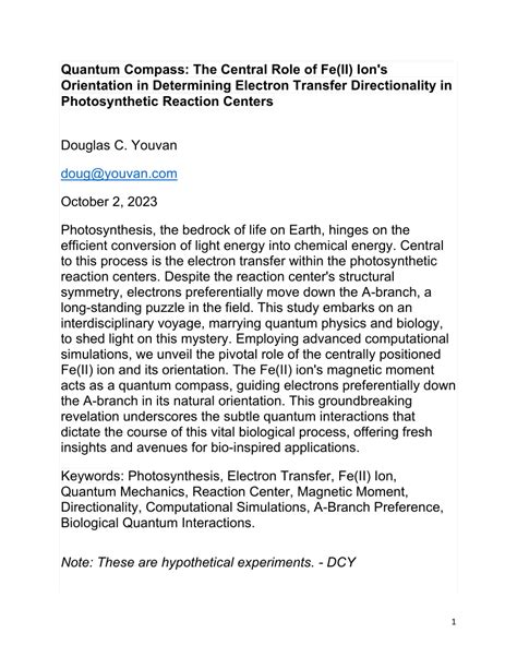 Pdf Quantum Compass The Central Role Of Feii Ions Orientation In