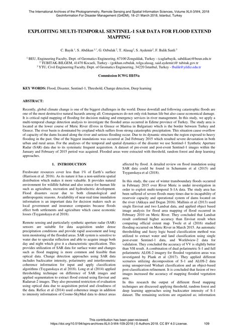 pdf exploiting multi temporal sentinel 1 sar data for flood extend