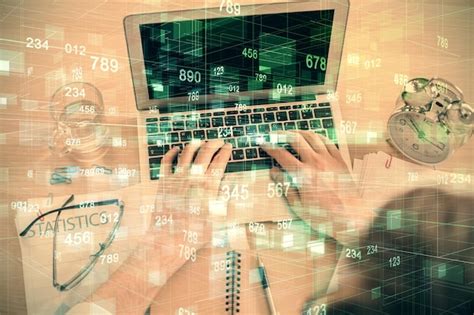 Premium Photo Double Exposure Of Mans Hands Typing Over Computer