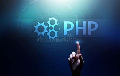 Php Web Development And Coding Internet And Technology Concept On Virtual Screen Stock Image