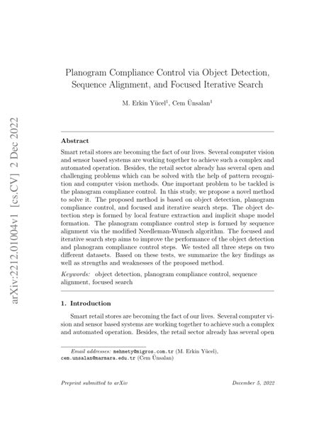 Pdf Planogram Compliance Control Via Object Detection Sequence Alignment And Focused