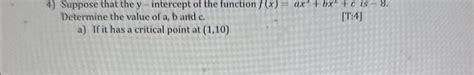 Solved 4 Suppose That The Y Intercept Of The Function Chegg Com