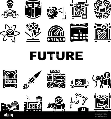 Future Technology Digital Data Icons Set Vector Tech Futuristic