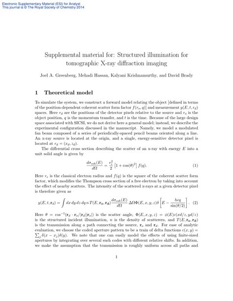 Pdf Structured Illumination For Tomographic X Ray Diffraction Imaging