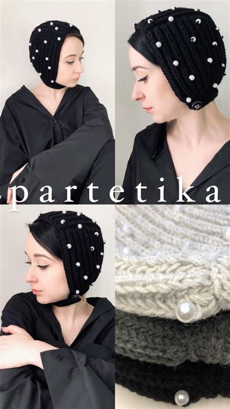 Чепчики женские вязаные с жемчужными бусинами Partetika Knit Crochet Knitting Hand Knitting