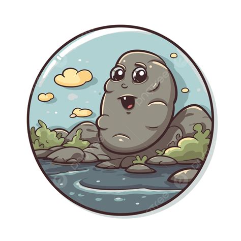 귀여운 바위 아이콘 물에 앉아 클립 아트 벡터 고립 된 만화 디딤돌 스티커 디자인 상표 Png 일러스트 및 벡터 에 대한 무료 다운로드 Pngtree