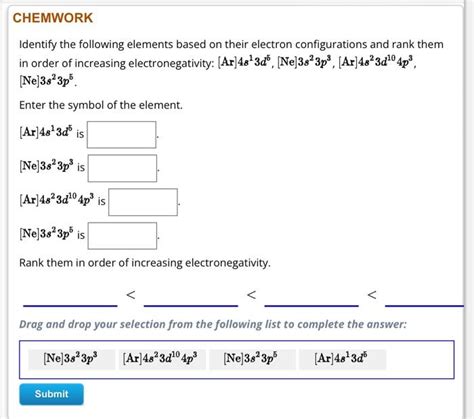 Solved Chemwork Identify The Following Elements Based On