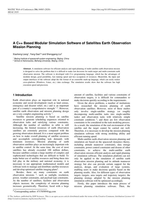 Pdf A C Based Modular Simulation Software Of Satellites Earth