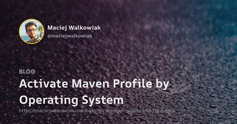 Maciej Walkowiak Activate Maven Profile By Operating System
