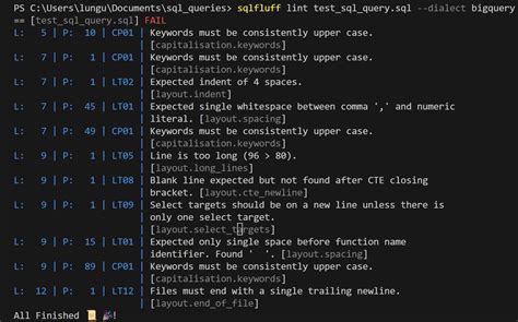 Linting Bigquery Sql With Sqlfluff