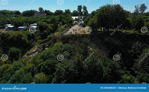 Cliff Observation Deck In Chlapowo Taras Widokowy Klif Aerial View Poland Stock Footage Video