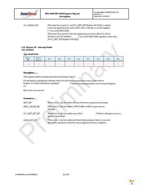 Mpu 6050 Datasheet Pdf Download 4 47 Page Invensense