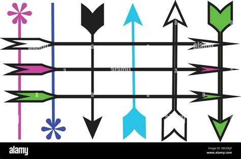 Multicolor Horizontal And Vertical Arrows With Grid Lines Vector For