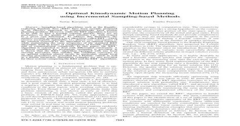 pdf optimal kinodynamic motion planning using incremental …amav