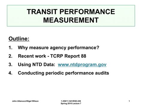 Transit Performance Measurement Outline