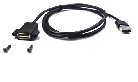Cable Panel Mount USB A Female To USB A Male 1 1M 3 6Ft Black