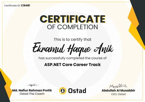 aspnet certification webdevelopment careergrowth ostad ekramul haque