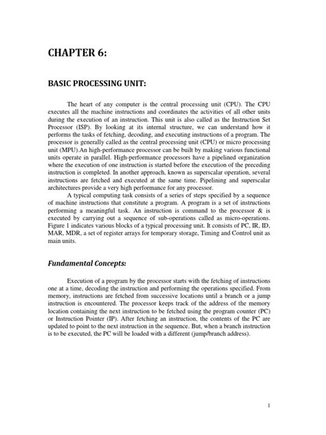 Basic Processing Unit Fundamental Concepts Pdf Instruction Set