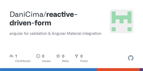 Github Danicimareactive Driven Form Angular For Validation And Angular Material Integration