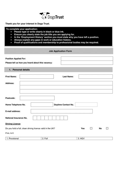 Job Application Form Template In Word And Pdf Formats
