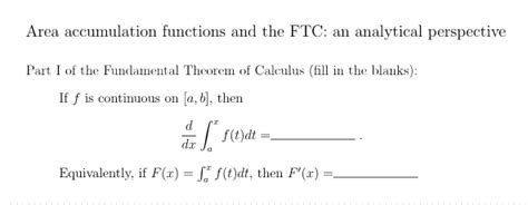 solved area accumulation functions and the ftc an