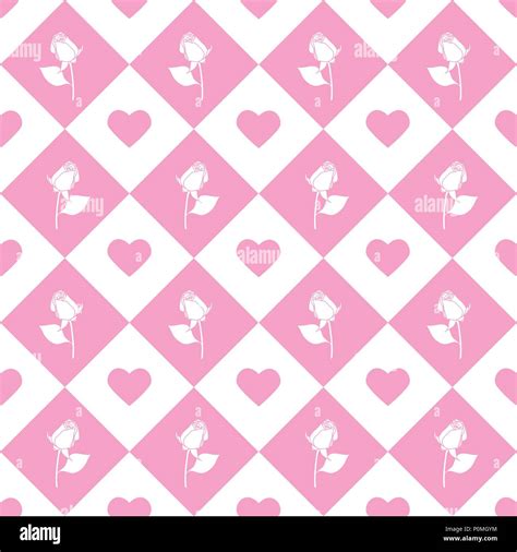 Roses Seamless Vector Geometric Monochromatic Background Pattern For