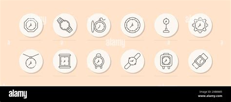 Time Set Icon Clock Wristwatch Pocket Watch Stopwatch Gear Clock Tower Timekeeping