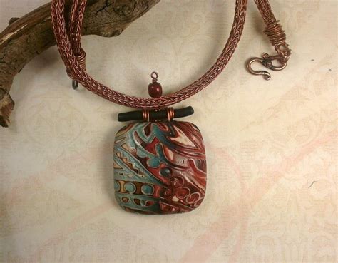 Weathered Polymer Clay Pendant By Conversations In Clay Keryn Wells
