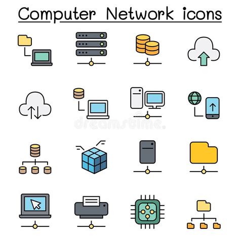 Network Computer Data And Internet Security Icon Set Stock Vector