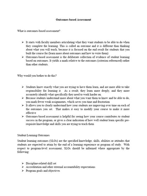 Outcome Based Assessment 1 Download Free Pdf Learning Vocational Education