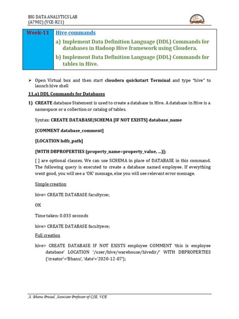 Abp W11 W12 Big Data Analytics Lab Hive Pdf Table Database