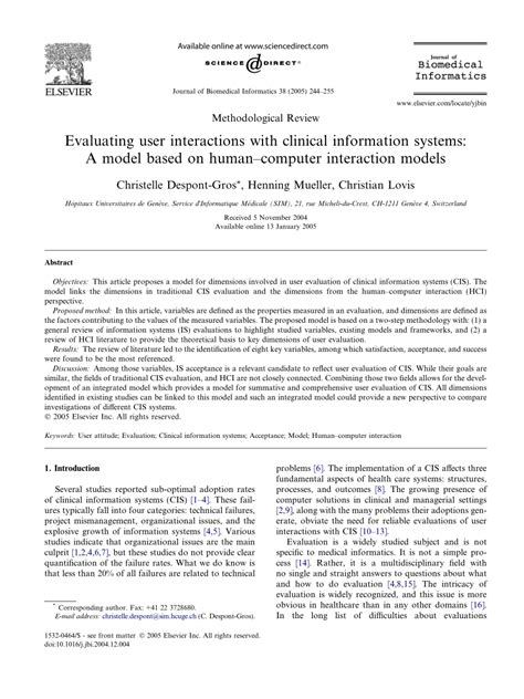 pdf evaluating user interactions with clinical information systems a model based on human