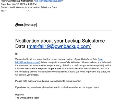 Email Notifications For Incident Management Applications Ownbackup Portal Ownbackup
