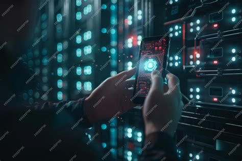 Cybersecurity And Data Protection In A Modern Server Room Premium Ai Generated Image