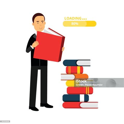 사업가 문자 독서 책과 점점 지식 비즈니스 경쟁 벡터 일러스트 레이 션 기업 재무와 산업에 대한 스톡 벡터 아트 및 기타 이미지 기업 재무와 산업 남자 남자 사업가