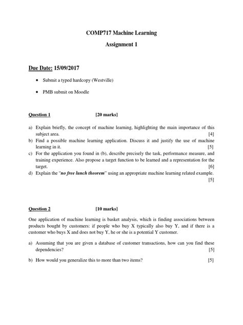 comp717 machine learning assignment 1 question 1 20 marks pdf