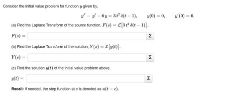 Solved Consider The Initial Value Problem For Function Y Chegg