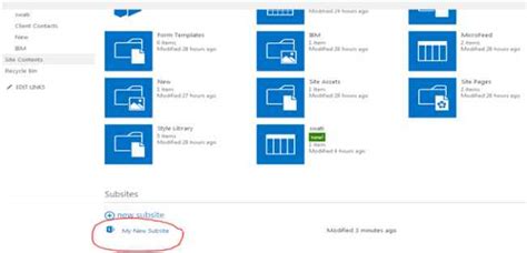creating a subsite within a site in sharepoint 2013