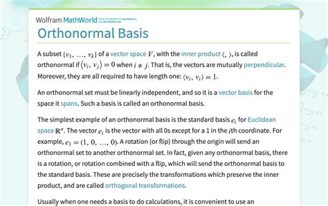 Orthonormal Basis From Wolfram Mathworld Orthonormal Basis From Wolfram Mathworld
