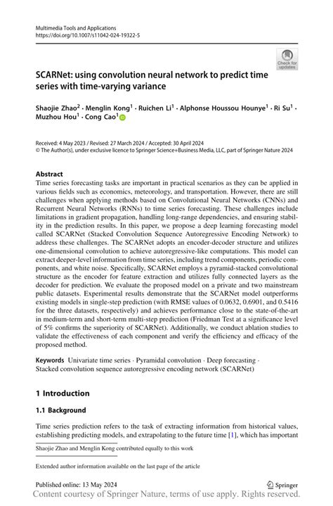 SCARNet Using Convolution Neural Network To Predict Time Series With