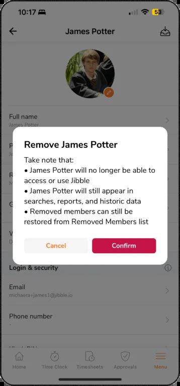 Mobile App Removing Team Members