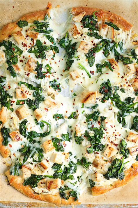Roasted Garlic Spinach White Pizza