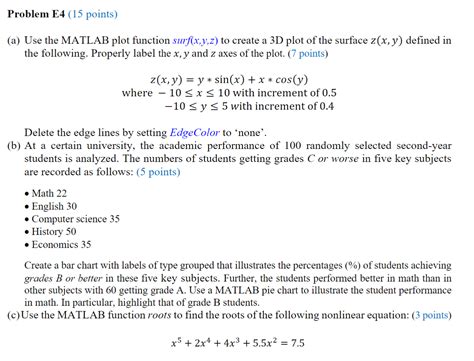 Solved A Use The Matlab Plot Function Surfxyz To