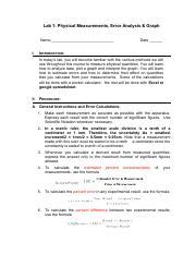 Physical Measurements Error Analysis Graph Lab Course Hero